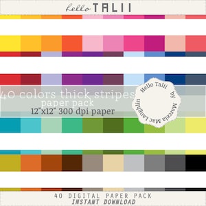 BIG Stripes DIGITAL PAPER- Thick Stripes Backgrounds Bright Rainbow ...