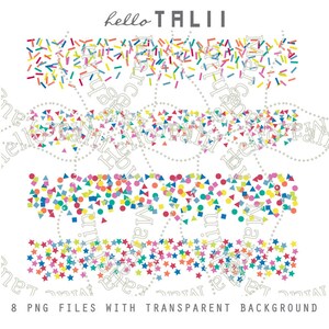 CONFETTI BORDERS Clip Art- 8 Digital Borders Rainbow Confetti Hearts ...