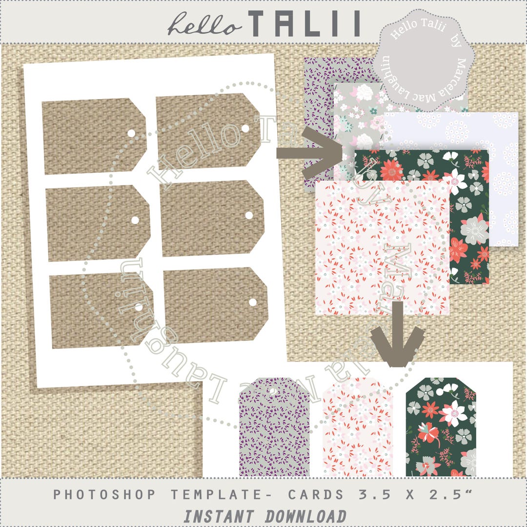 Big TAGS Photoshop Template- 3.5 X 2.5 Inches Tags Editable PSD Layered ...
