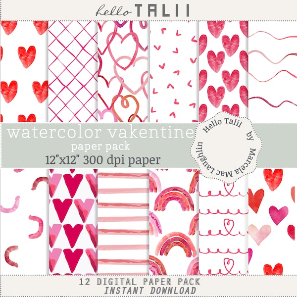 Watercolor Valentine - Etsy