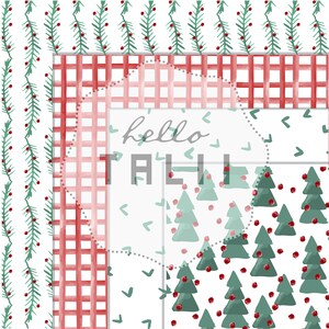 Christmas WATERCOLOR Digital Paper Red Green White Watercolor - Etsy