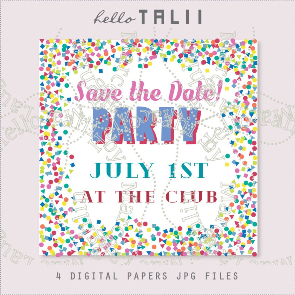 Confetti FRAMES Clipart Overlays Digital Papers RAINBOW | Etsy