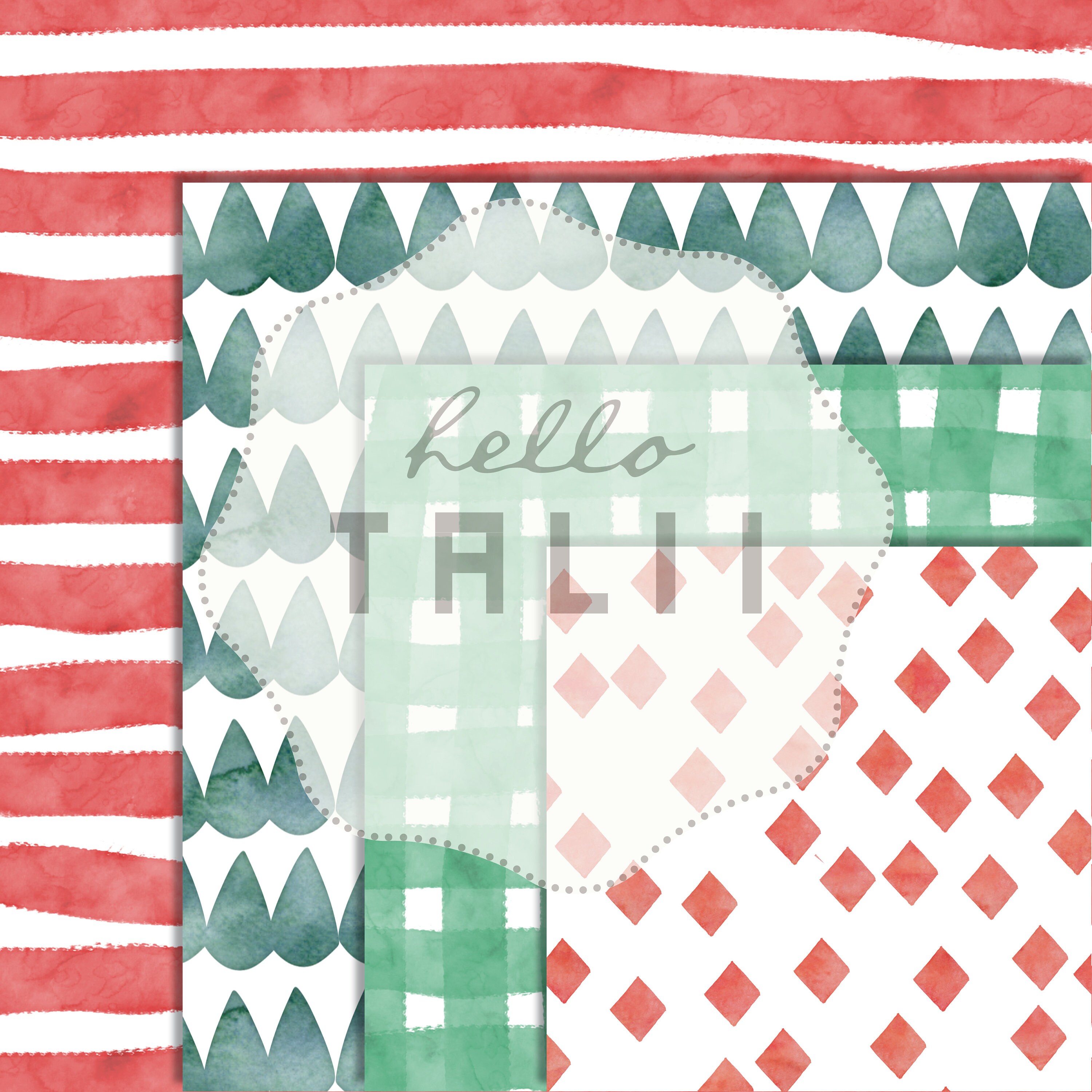 WATERCOLOR CHRISTMAS Digital Paper Handpainted Watercolor - Etsy