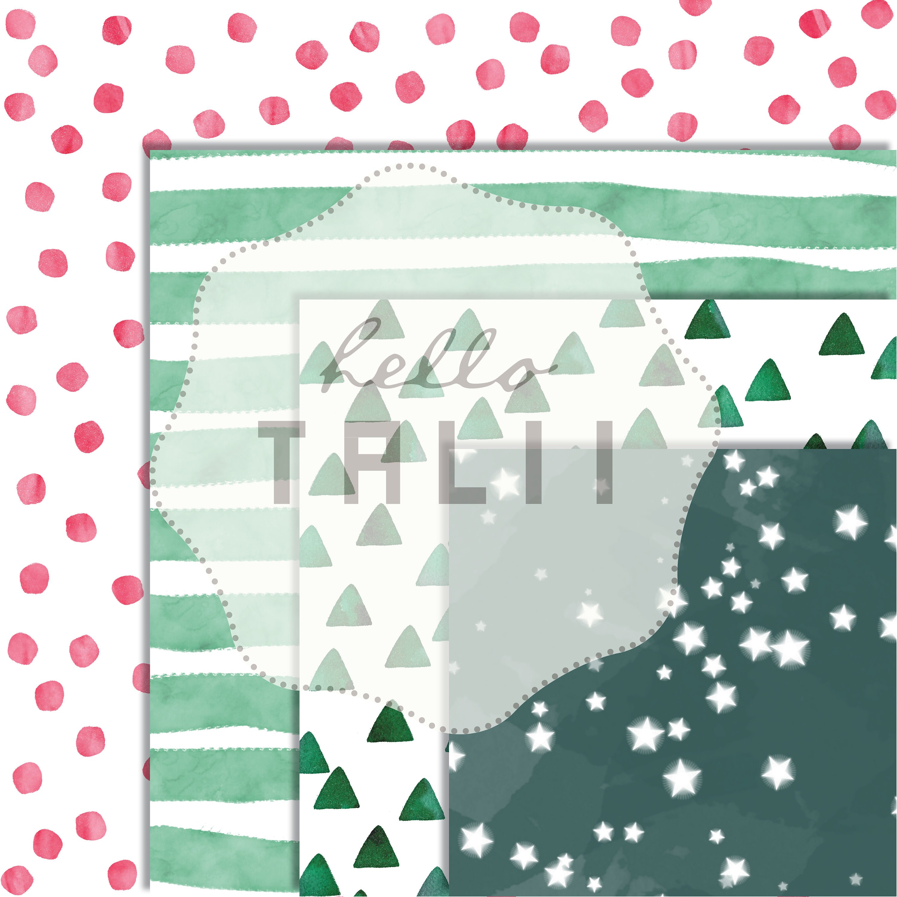 WATERCOLOR CHRISTMAS Digital Paper Handpainted Watercolor - Etsy