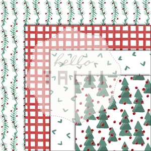 Christmas WATERCOLOR Digital Paper- Red Green White Watercolor Patterns ...