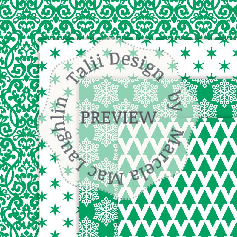 GREEN CHRISTMAS Digital Paper Green and White Chrismtas - Etsy