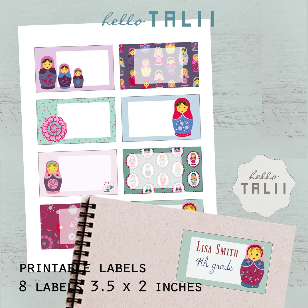 MATRYOSHKA Name LABELS PRINTABLE- Russian Doll Labels Back to School ...