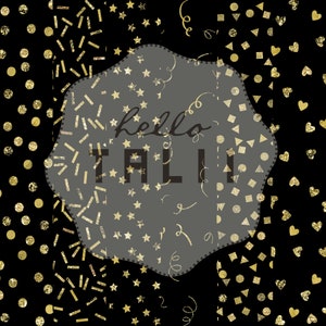 Black and Gold CONFETTI Digital Papers Glitter Confetti Party ...
