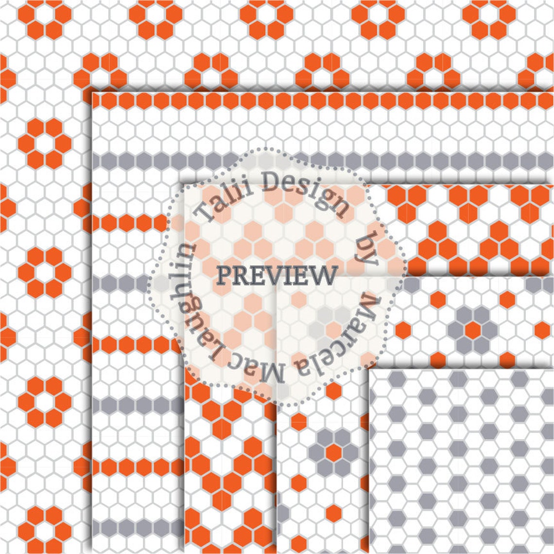 HEXAGON Tiles DIGITAL PAPER Beehive or Honeycomb Mosaics in | Etsy