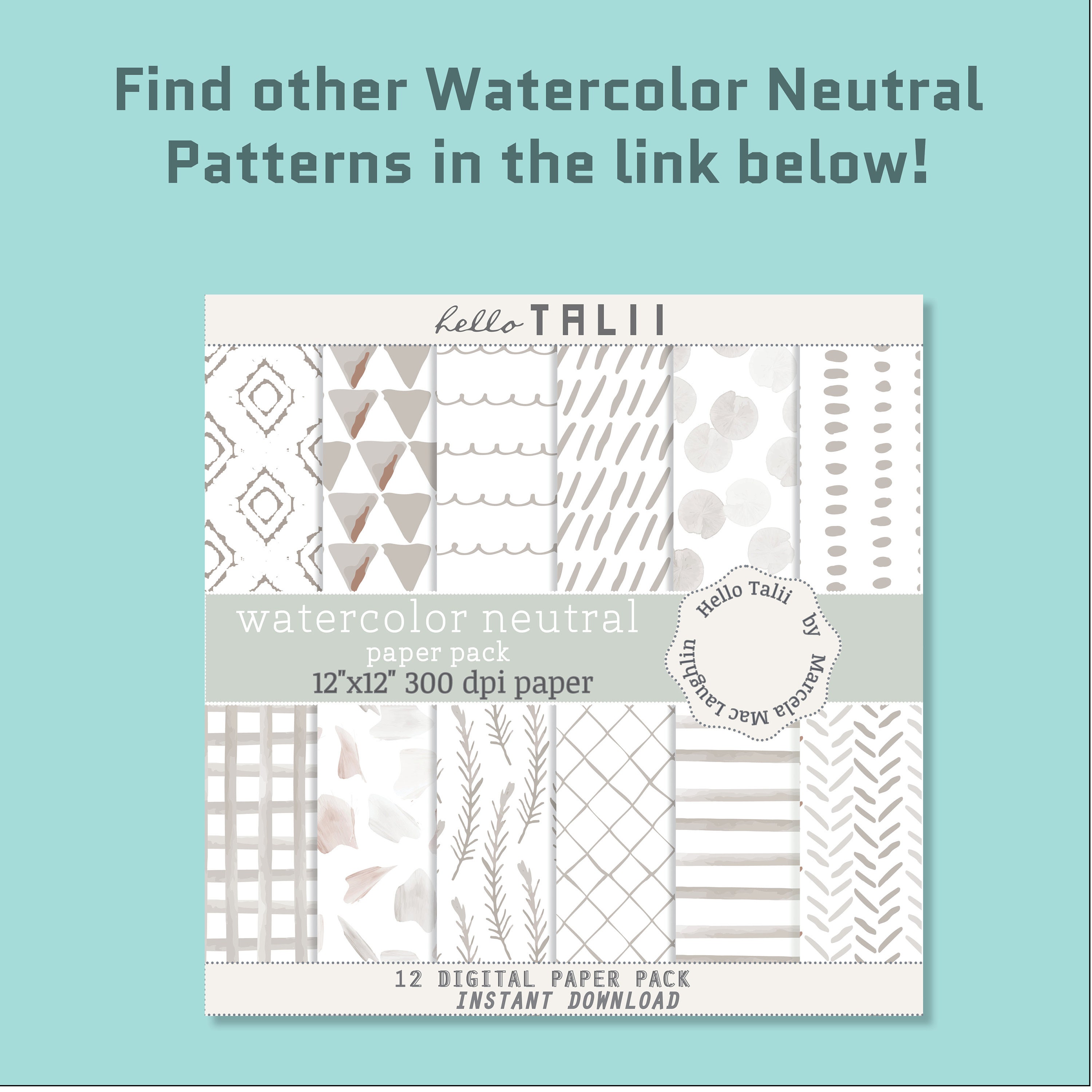 WATERCOLOR NEUTRAL COLORS Digital Paper- Neutral and Pastel Watercolor ...