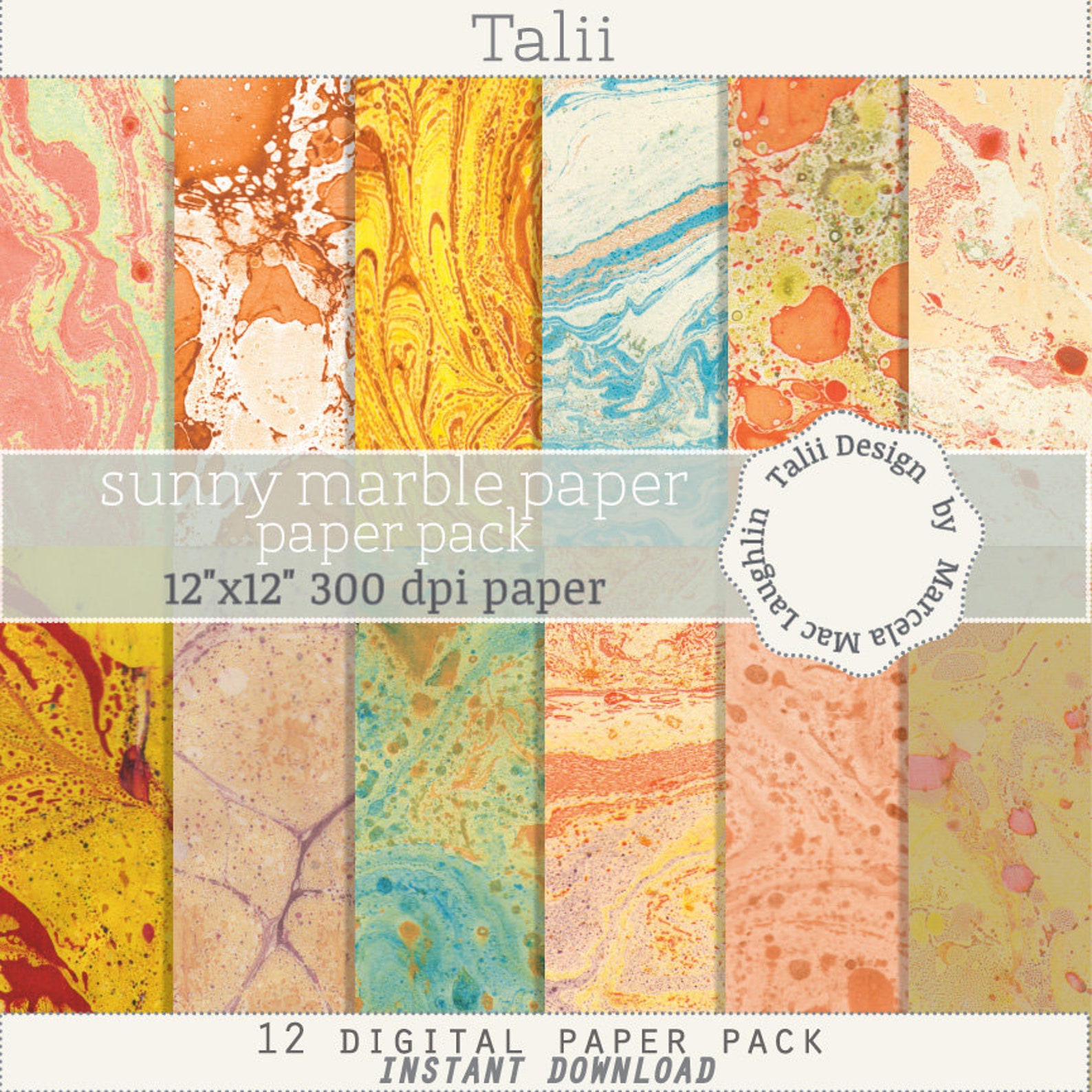 Sunny Marble DIGITAL PAPER Handmade Marble Paper Bright - Etsy