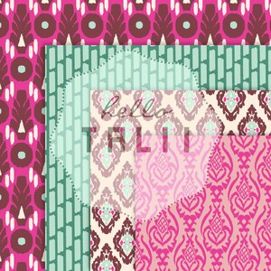 Pink Ikat Digital Paper PINK and TEAL IKAT Patterns Ikat Backgrounds ...