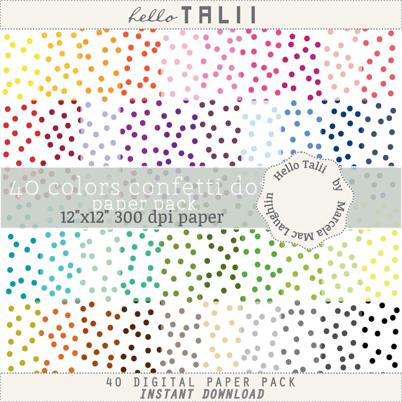 RAINBOW Confetti Dots DIGITAL PAPER Round Confetti - Etsy