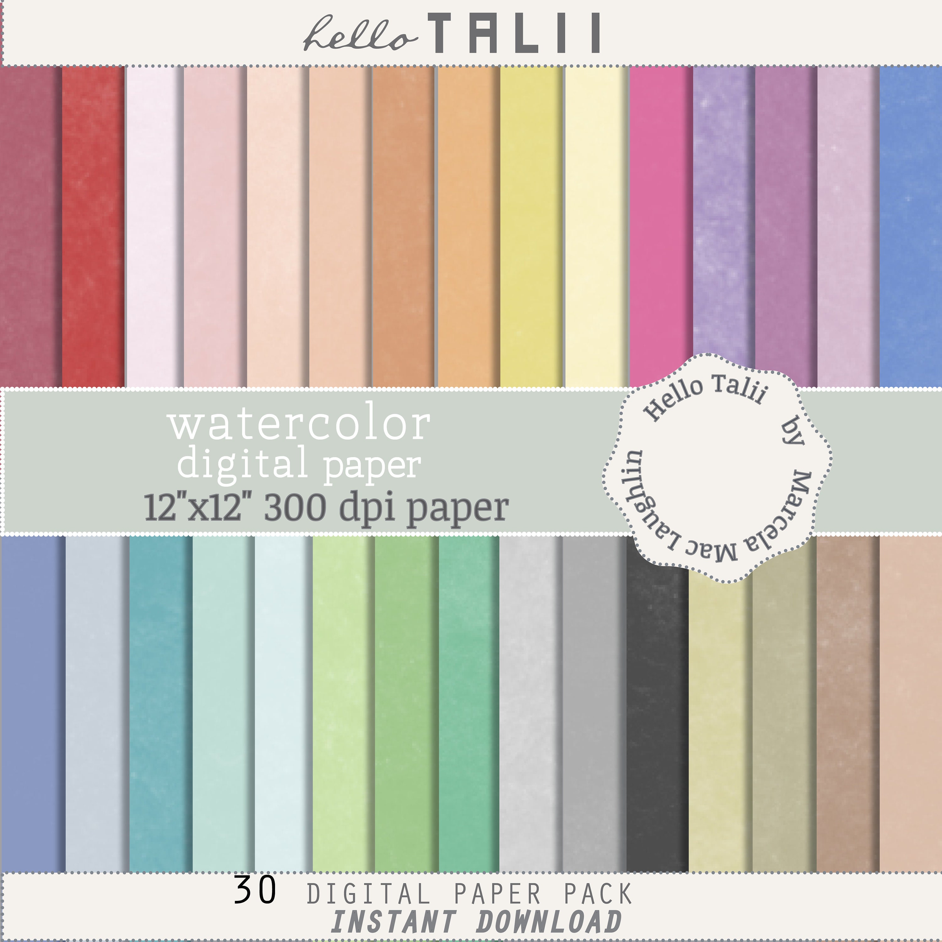 WATERCOLOR Digital Paper Rainbow Colors Bright Pastel | Etsy