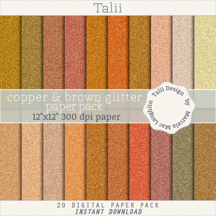 ROSE GOLD Glitter Paper Copper and Bronze 20 Digital - Etsy