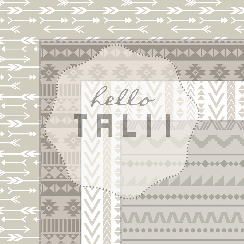 NEUTRAL TRIBAL Digital Paper Aztec Digital backgrounds | Etsy
