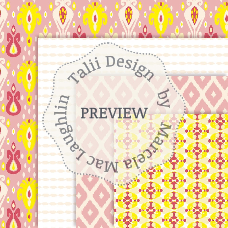 Ikat Digital Paper SUMMER IKAT PATTERNS Tribal Backgrounds | Etsy