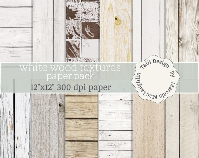 White Wood DIGITAL PAPER White Painted Wood Textures Light Wood ...
