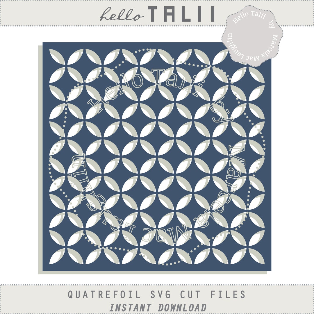 QUATREFOIL Digital Stencil SVG Cutting Files- Retro Leaves Template DIY ...