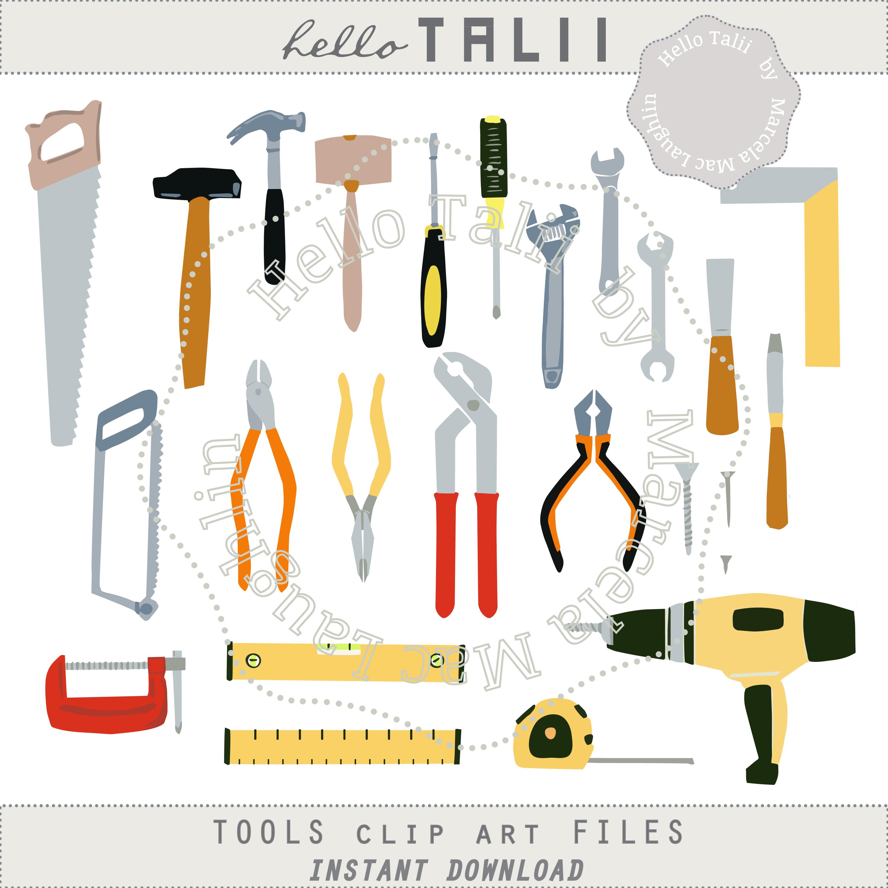TOOLS CLIPART- Handyman Tools Clip Art Mechanic Tools Hand Drawn Tools ...