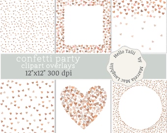 RED HEARTS Clipart Overlays Transparent PNG White Digital | Etsy