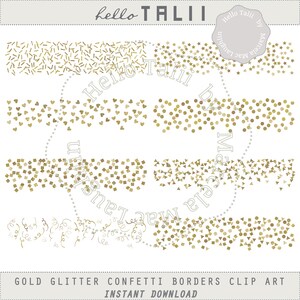 GOLD GLITTER BORDERS Clip Art- 8 Digital Borders in Gold Confetti ...