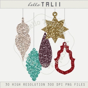 Glitter Ornaments CHRISTMAS Clip Art- Vintage Christmas Tree ...