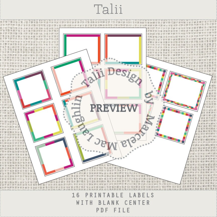 Pop Frames and Labels CLIPART and PRINTABLE SET- Colorful Frames Labels ...