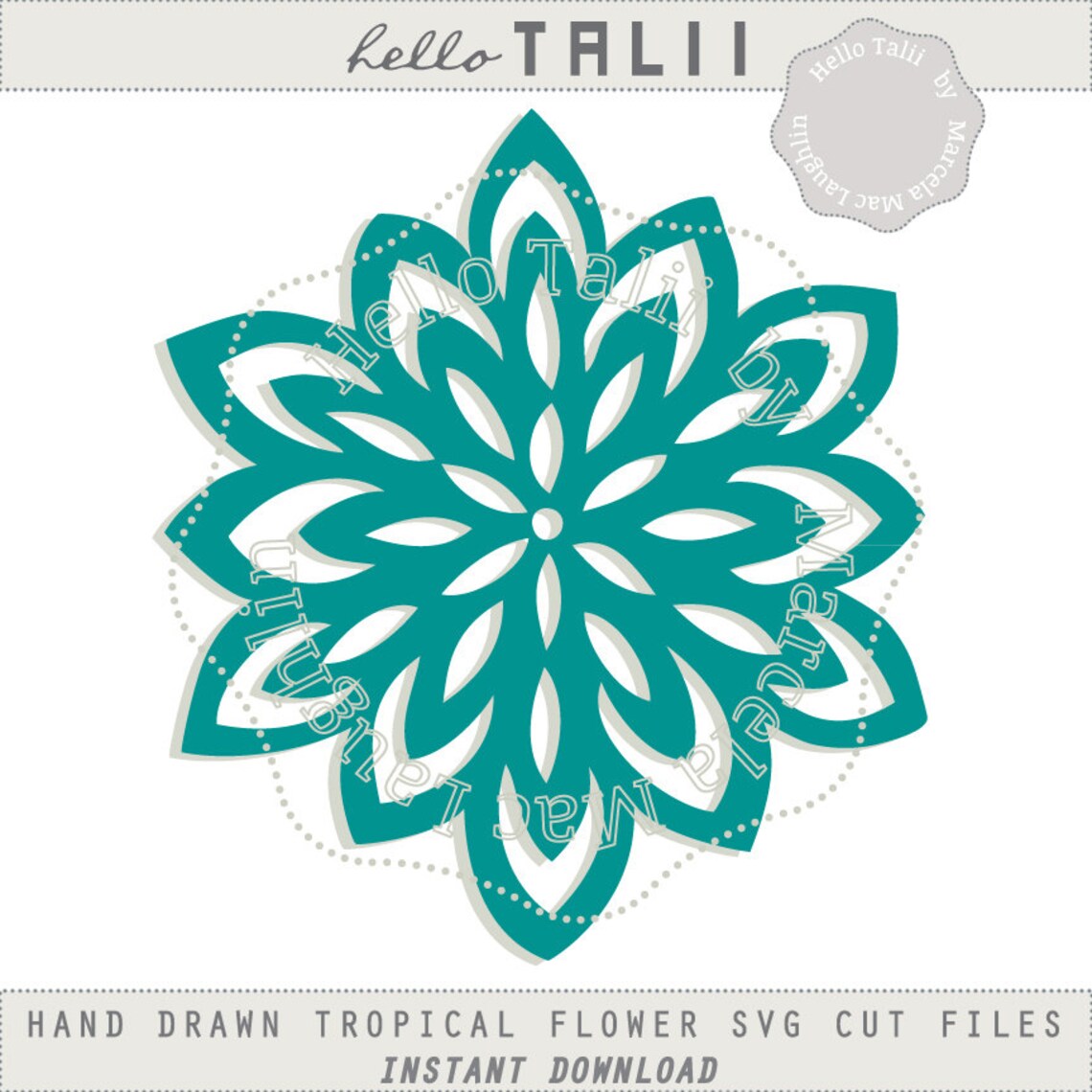 FLOWER Die Cut SVG File- Hand Drawn Tropical Flower Digital Cut Files ...