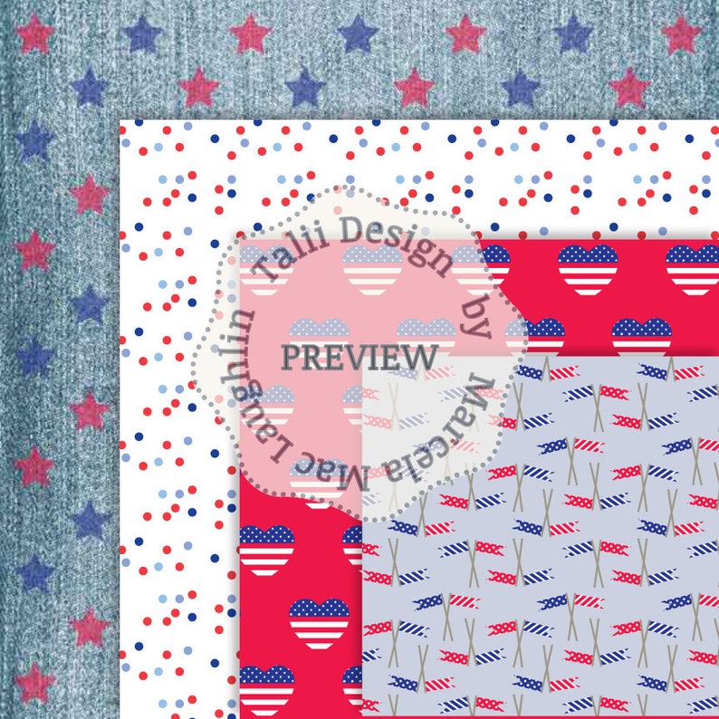 4th of July Digital Paper HAPPY Independence Day Patriotic | Etsy