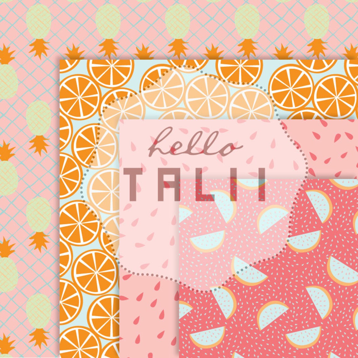 TUTTI FRUTTI Digital Paper FRUIT Salad Backgrounds Pineapples - Etsy