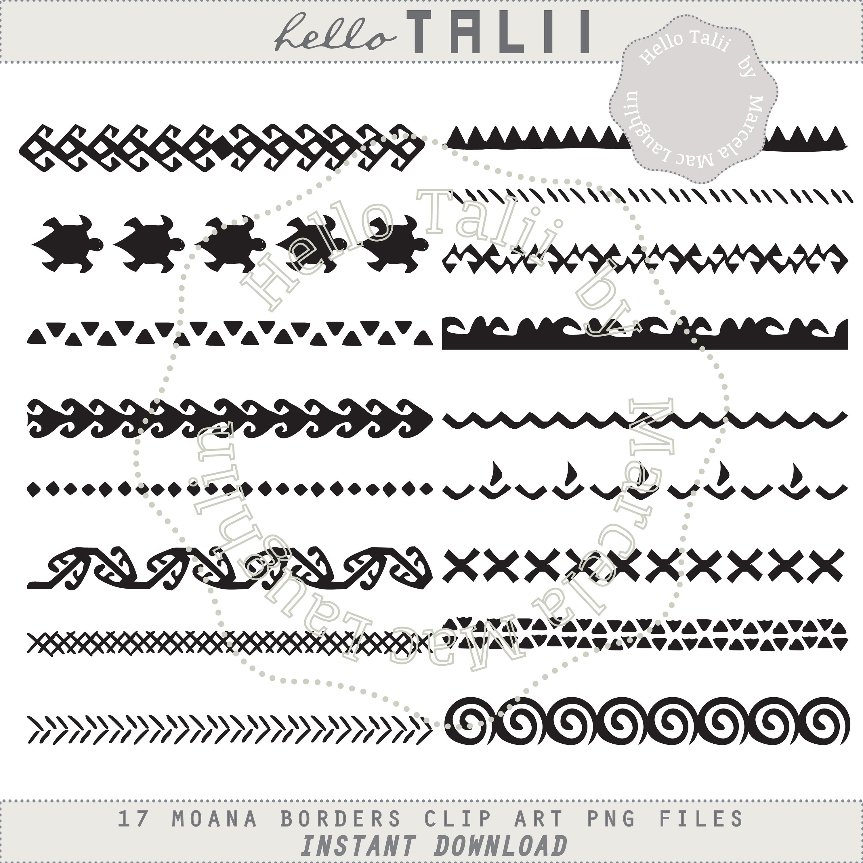 MOANA Birthday Decorations Moana BORDERS Clip Art Polynesian - Etsy ...