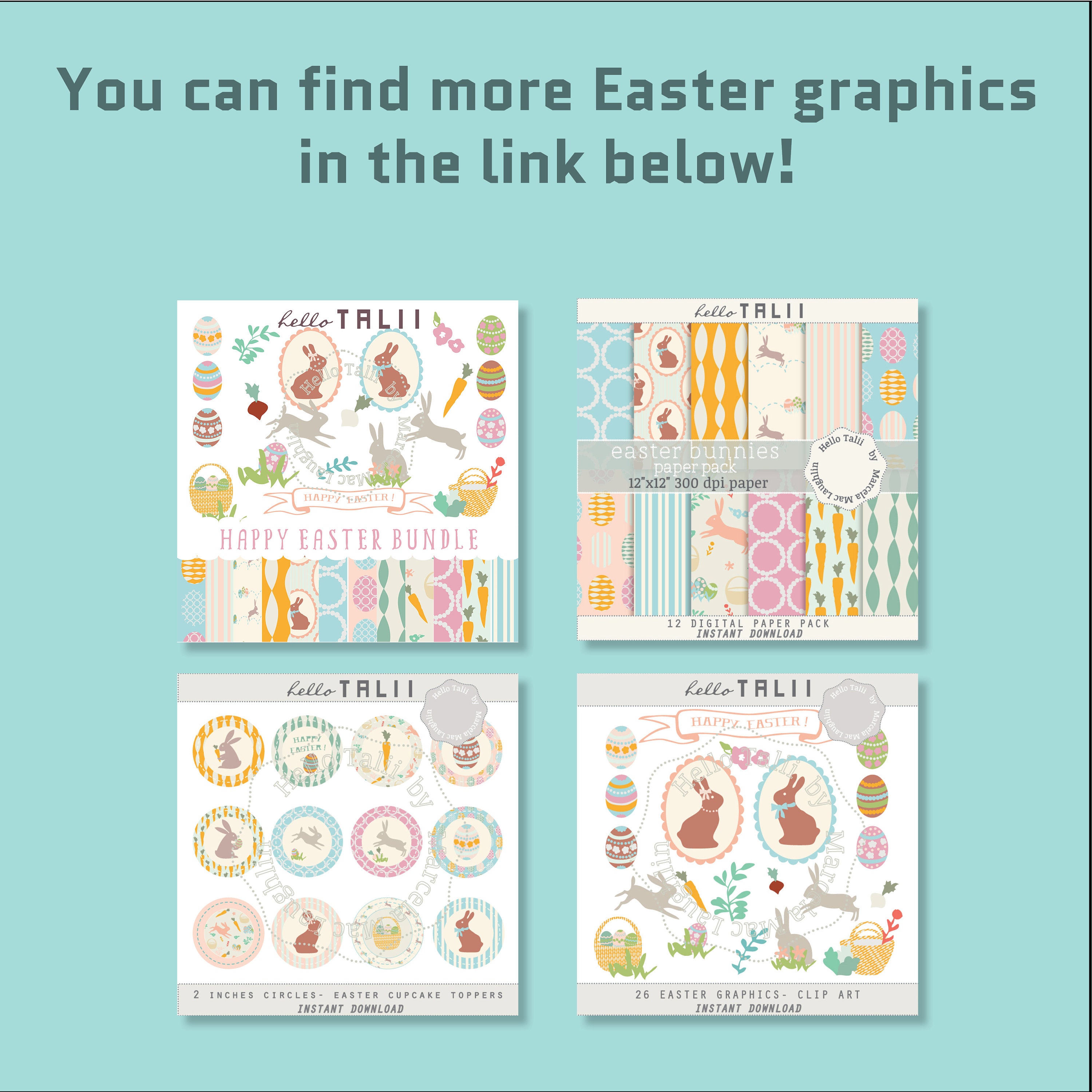 WATERCOLOR EASTER BUNDLE Clip Art Digital Paper Happy | Etsy