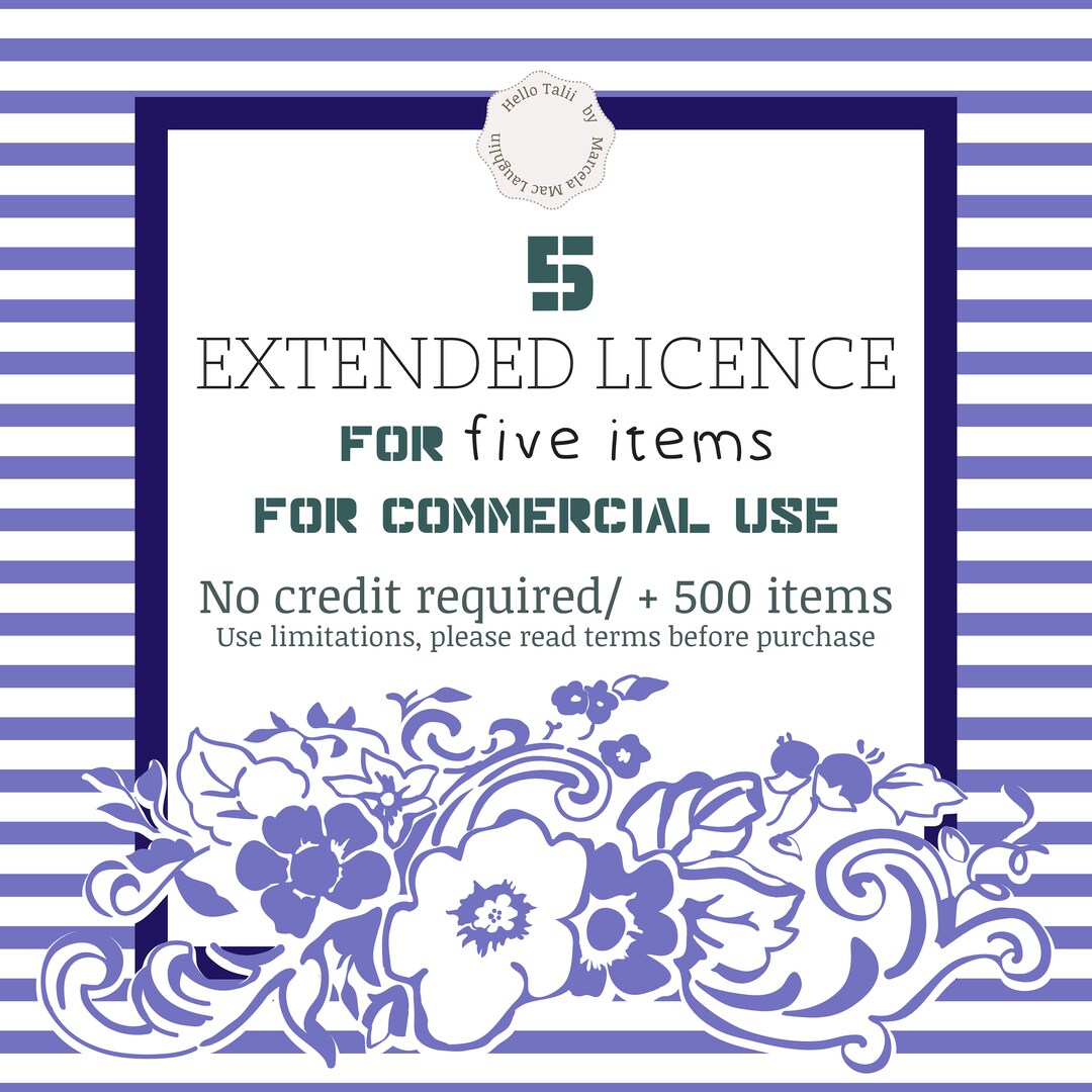 5 EXTENDED LICENSES for Commercial Use Add-on- No Credit Required ...