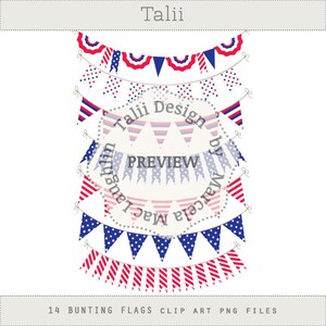 BUNTING Flags Clip Art 4th of JULY- Stars N Stripes American Flags ...