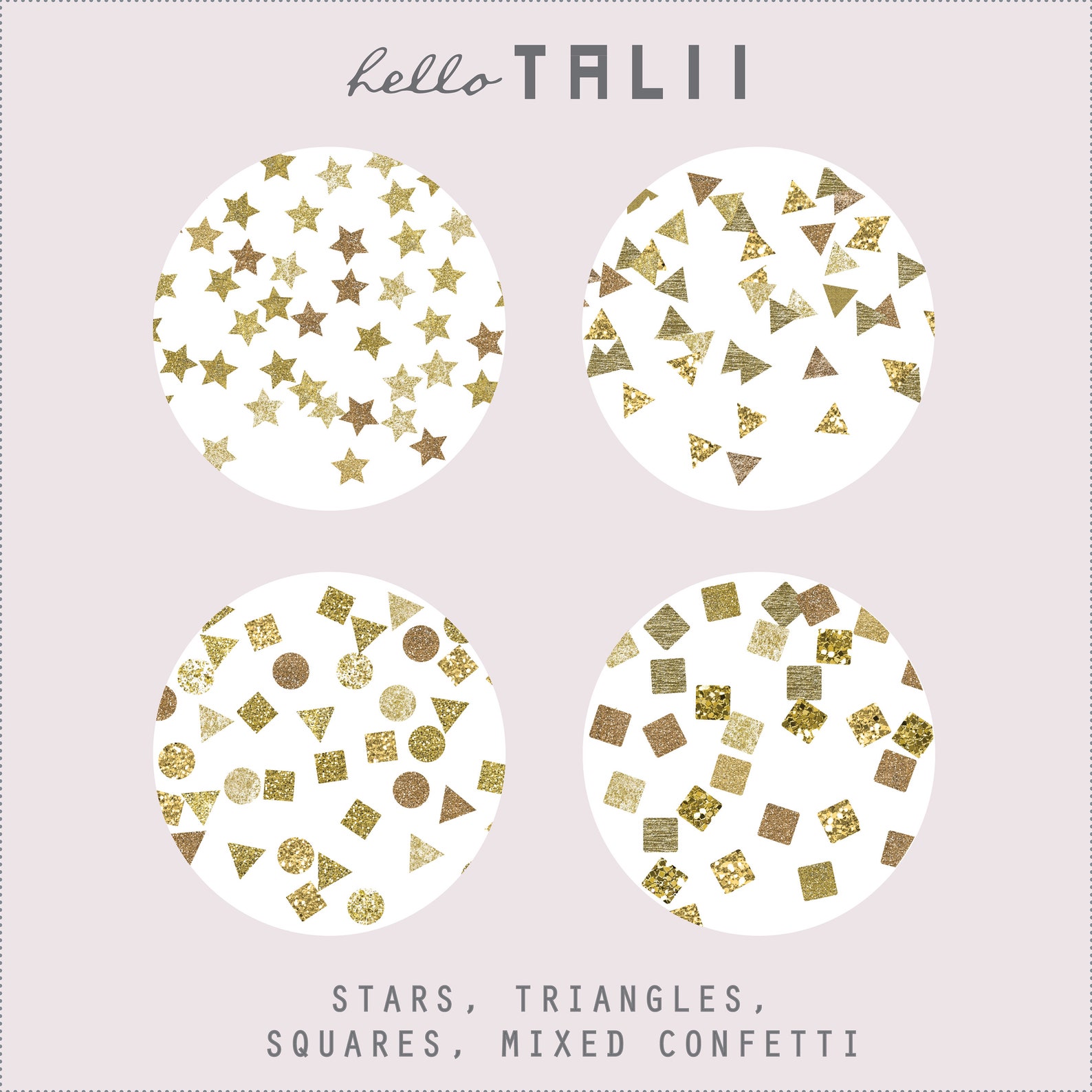 GOLD GLITTER BORDERS Clip Art- 8 Digital Borders in Gold Confetti ...