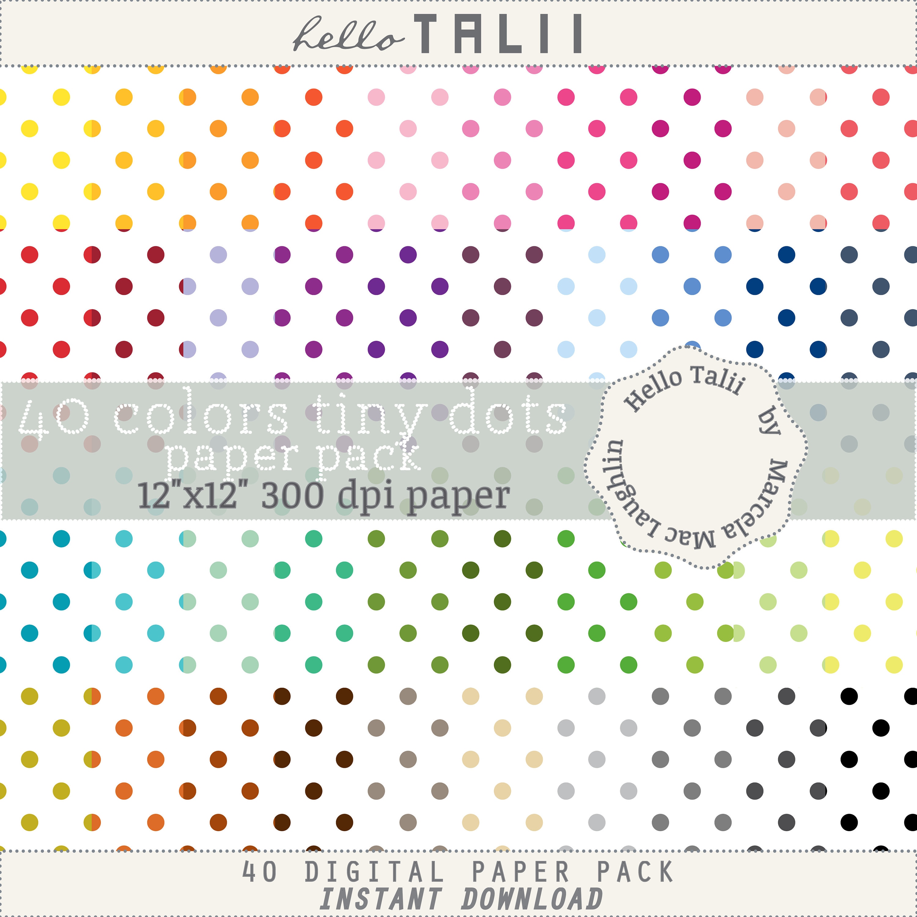 Tiny Dots DIGITAL PAPER Rainbow Polka Dots Backgrounds Little - Etsy