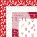 Valentines DAY Digital Paper- Valentine's Day DOODLES Backgrounds Red ...