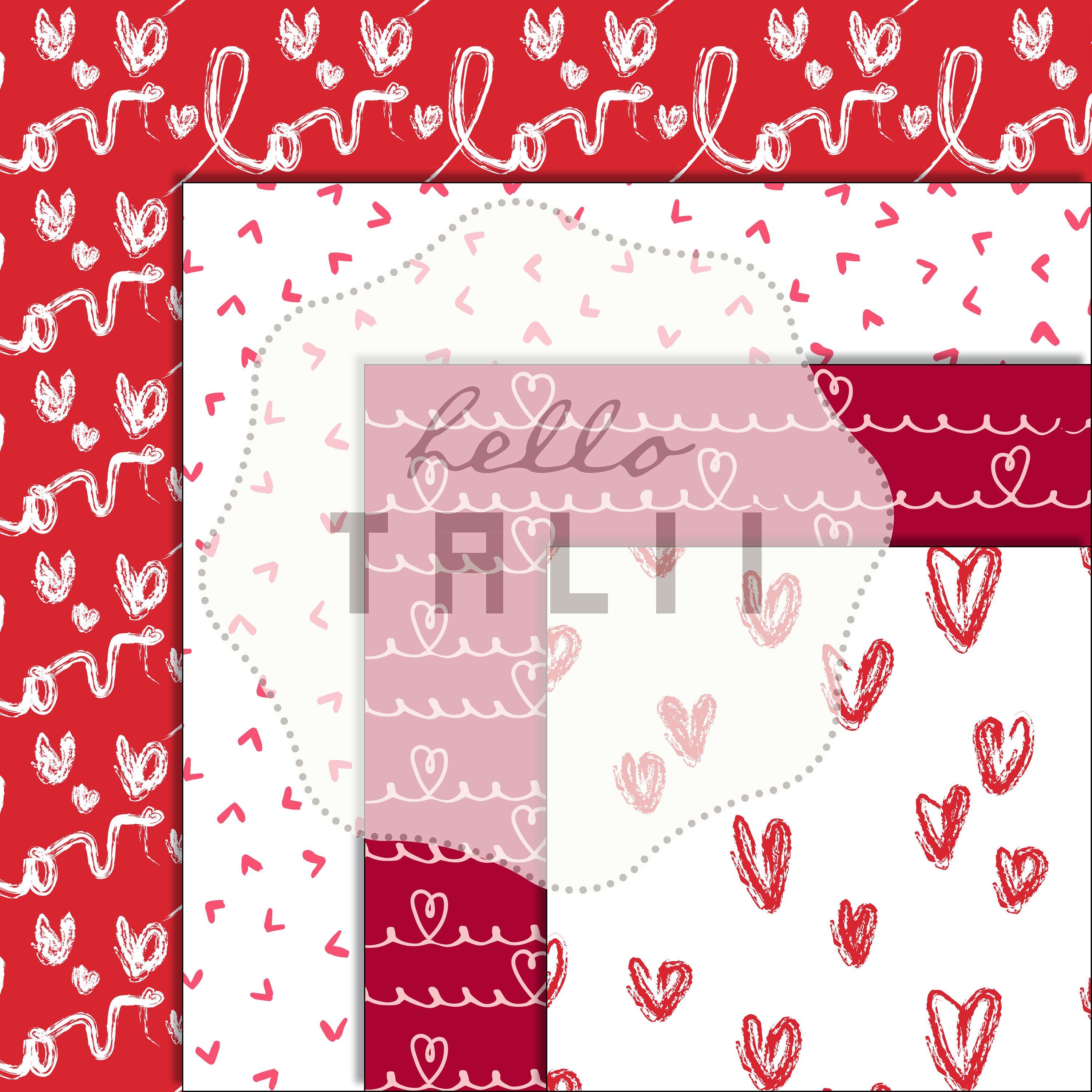 Valentines DAY Digital Paper Valentine's Day DOODLES | Etsy