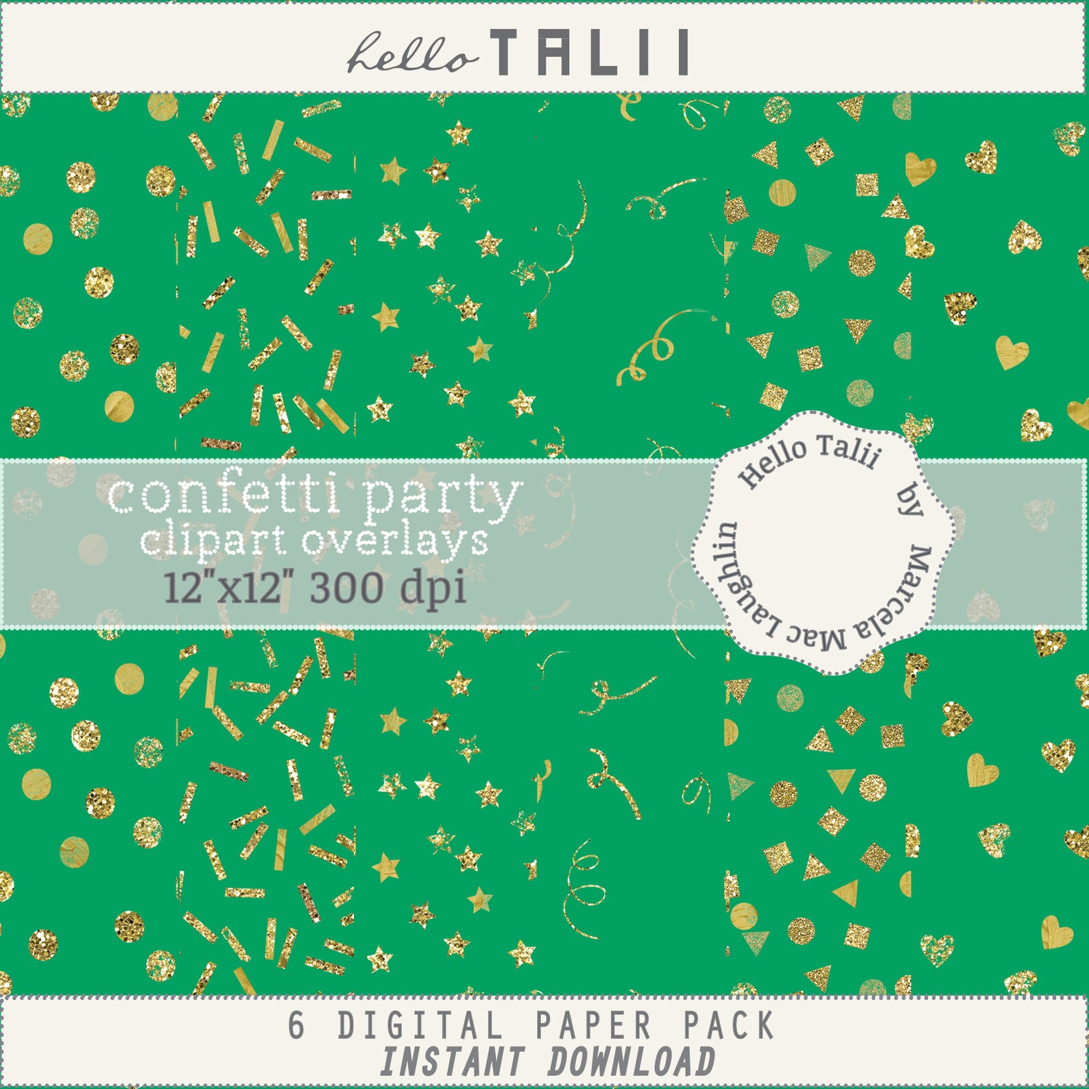 Green and Gold CONFETTI Digital Paper Christmas Glitter | Etsy
