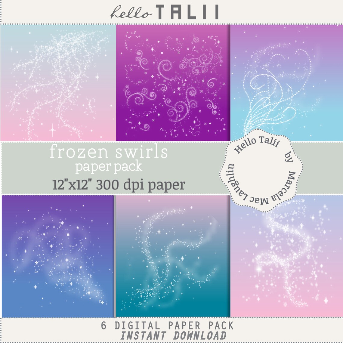 FROZEN Digital Paper Frozen Swirls Backgrounds Pink Purple - Etsy