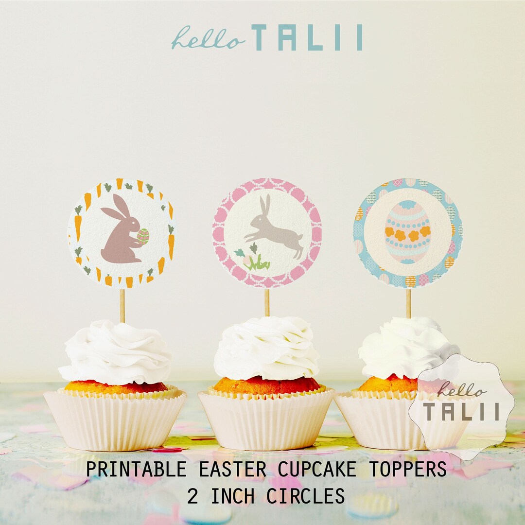 HAPPY EASTER Cupcake Toppers- 2 Inch Circle Digital Collage Sheet ...