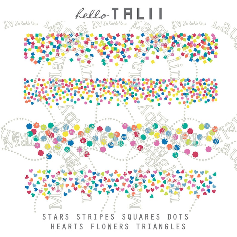 CONFETTI BORDERS Clip Art 8 Digital Borders Rainbow Confetti - Etsy