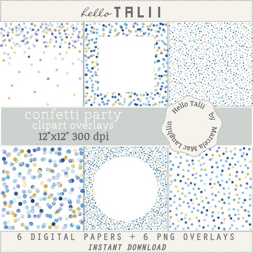 Watercolor DOTS Clipart Overlays 6 Transparent Confetti Polka - Etsy
