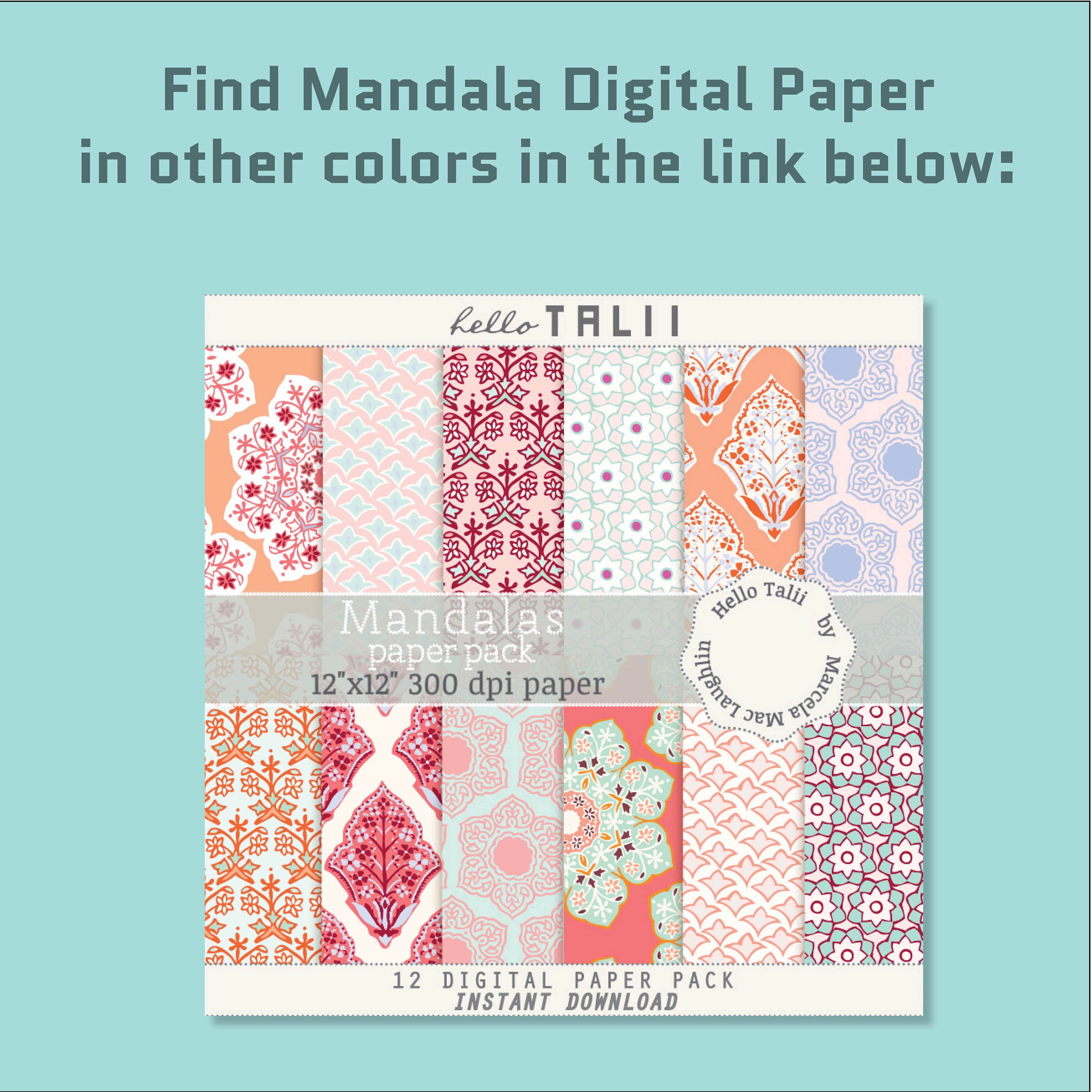 Indian MANDALA DIGITAL PAPER Pind and Green Mandala Patterns - Etsy