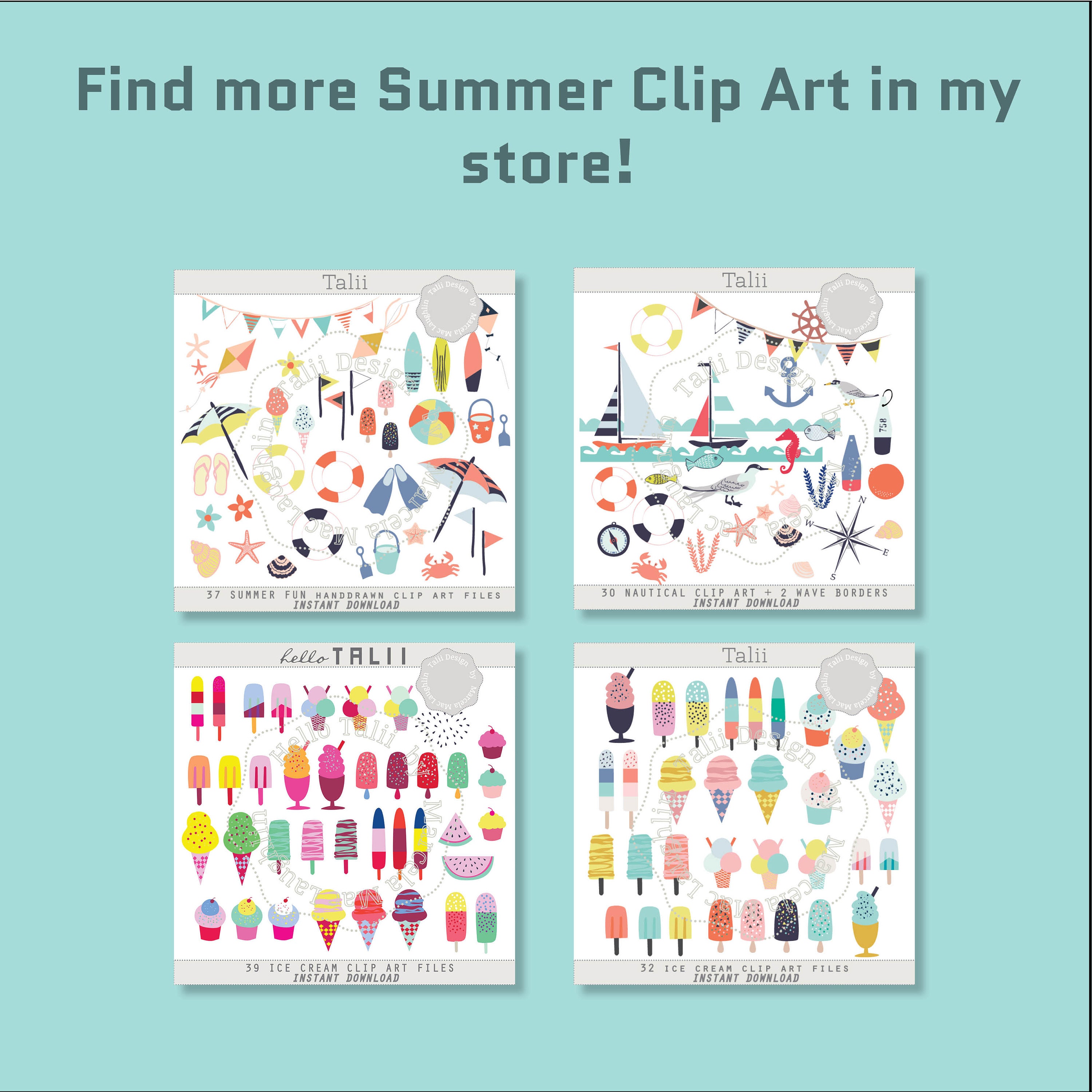 Summer Clip Art SUMMER Fun Clipart- 37 Summer Graphics Beach Party ...