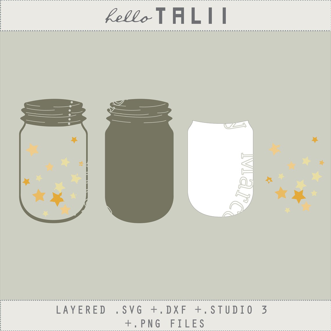 Mason JAR With STARS SVG Cut Files Canning Jar With Bright - Etsy
