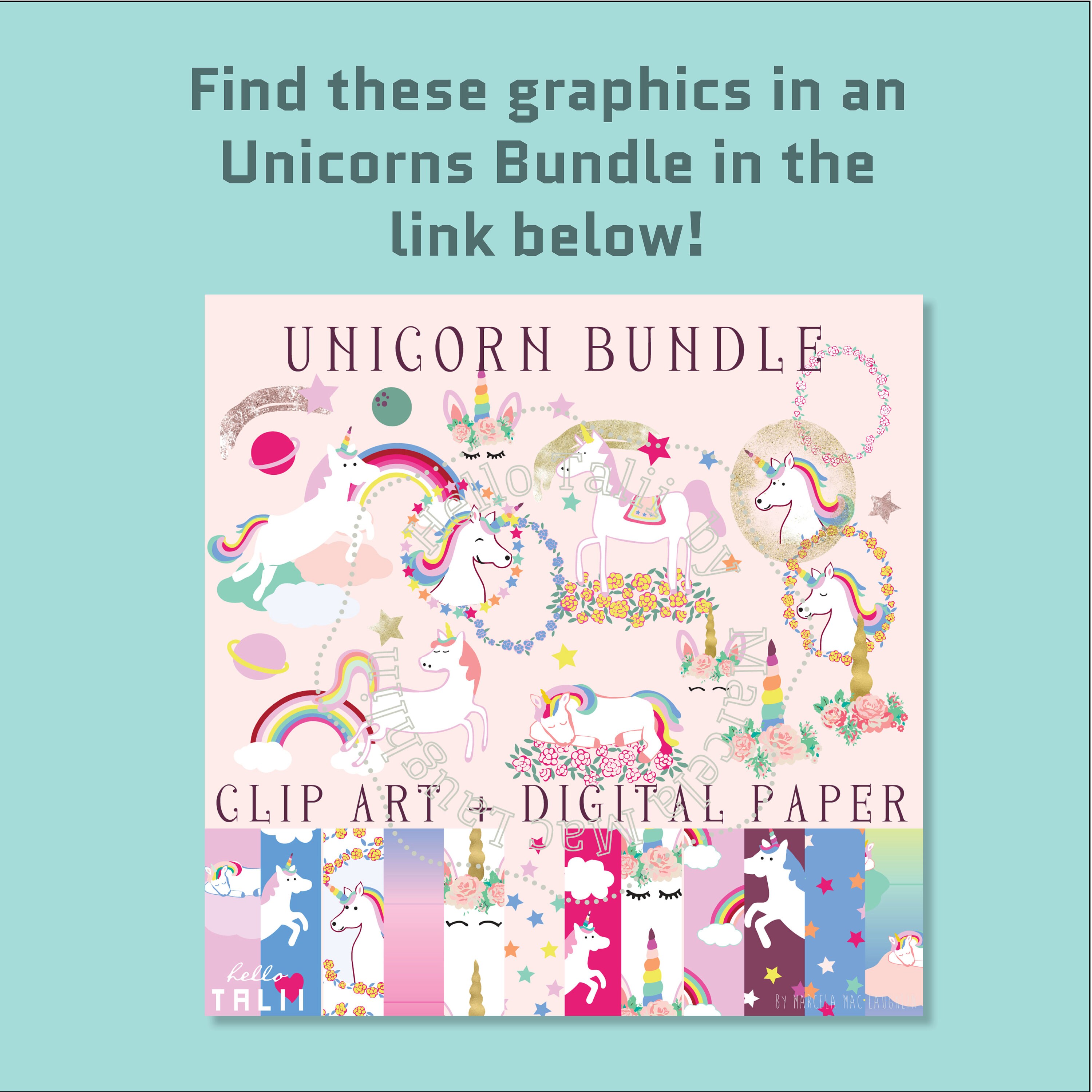 UNICORN Digital Paper Magical Unicorn Party Paper Birthday - Etsy