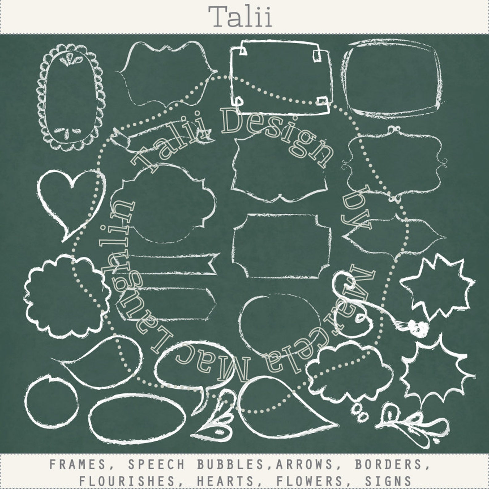 Chalkboard Doodles Clip Art 101 WHITE CHALK DOODLES 3 - Etsy