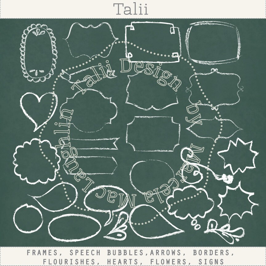 Chalkboard Doodles Clip Art 101 WHITE CHALK DOODLES 3 | Etsy